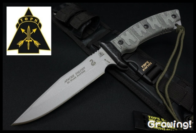 ナイフショップ グローイング！ TOPS【トップス】 アパッチ ファルコン 【1095カーボン】【マイカルタ】【ナイロンシース】 【ホイッスル ...