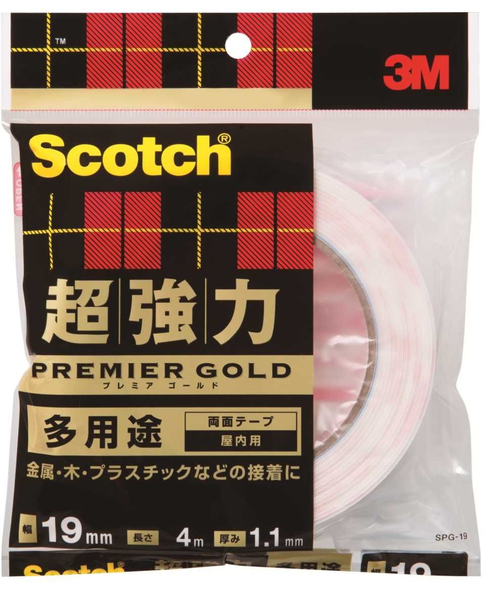 3M スコッチ 超強力両面テープ プレミアムゴールド 多用途 SPG-19 19mm×4m