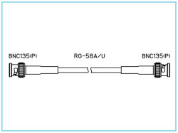 BNC・P型(圧着タイプ)同軸ケーブル(RG-58A/U)【RoHS】BNC135-ケーブル仕上全長-RG-58A/U