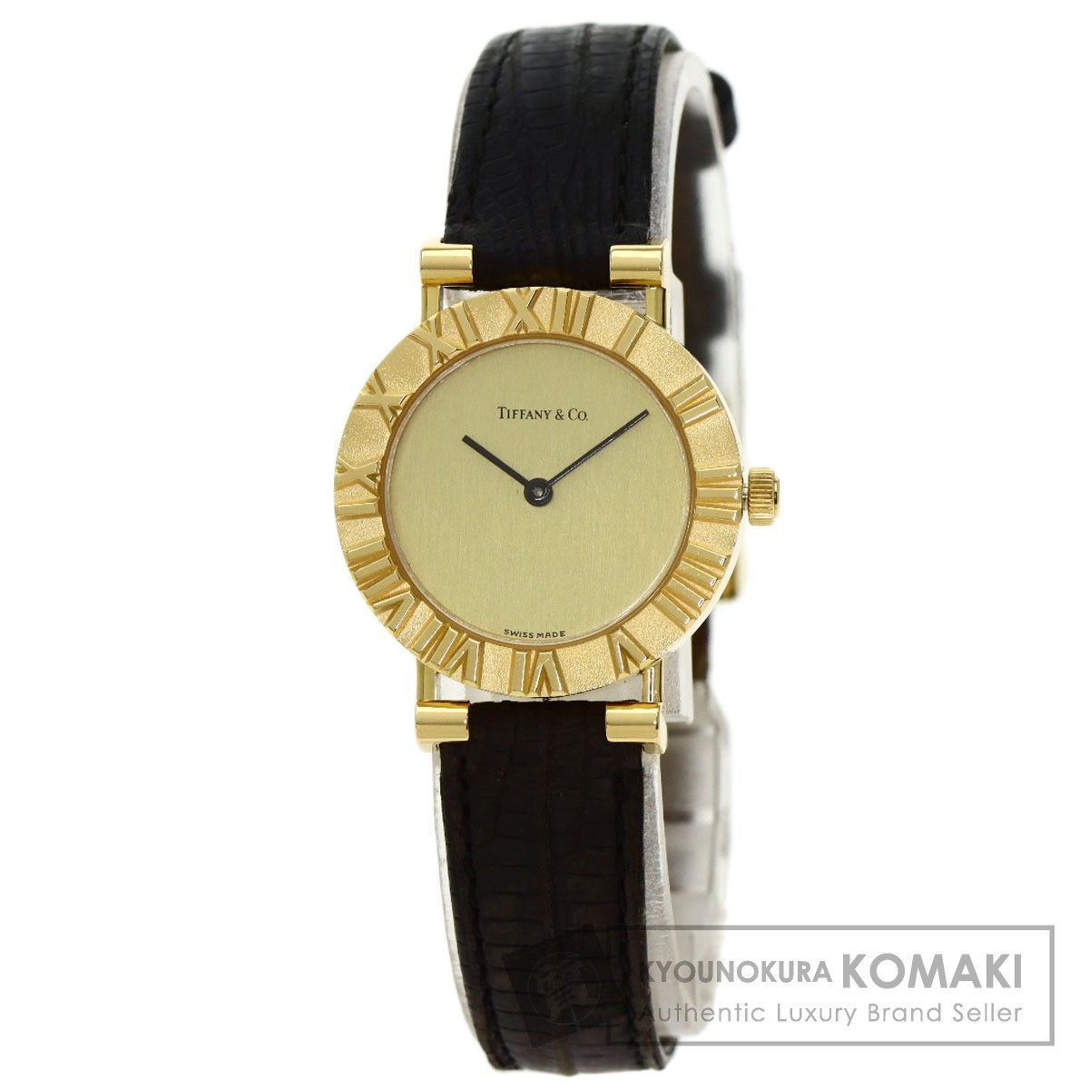 TIFFANY&Co. ティファニー L0630 アトラス 24mm 腕時計 OH済 K18イエローゴールド/革 レディース ブランド京の蔵 ...