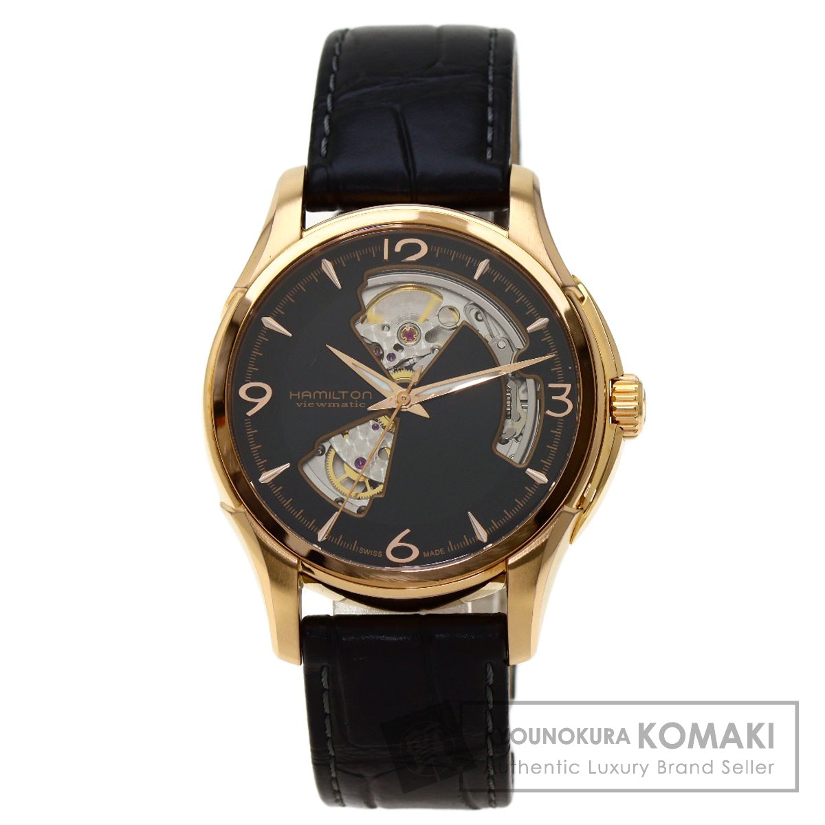 HAMILTON ハミルトン H325752 ジャズマスター ビューマチック オープンハート 腕時計 GP/革 メンズ ブランド京の蔵小牧 ...