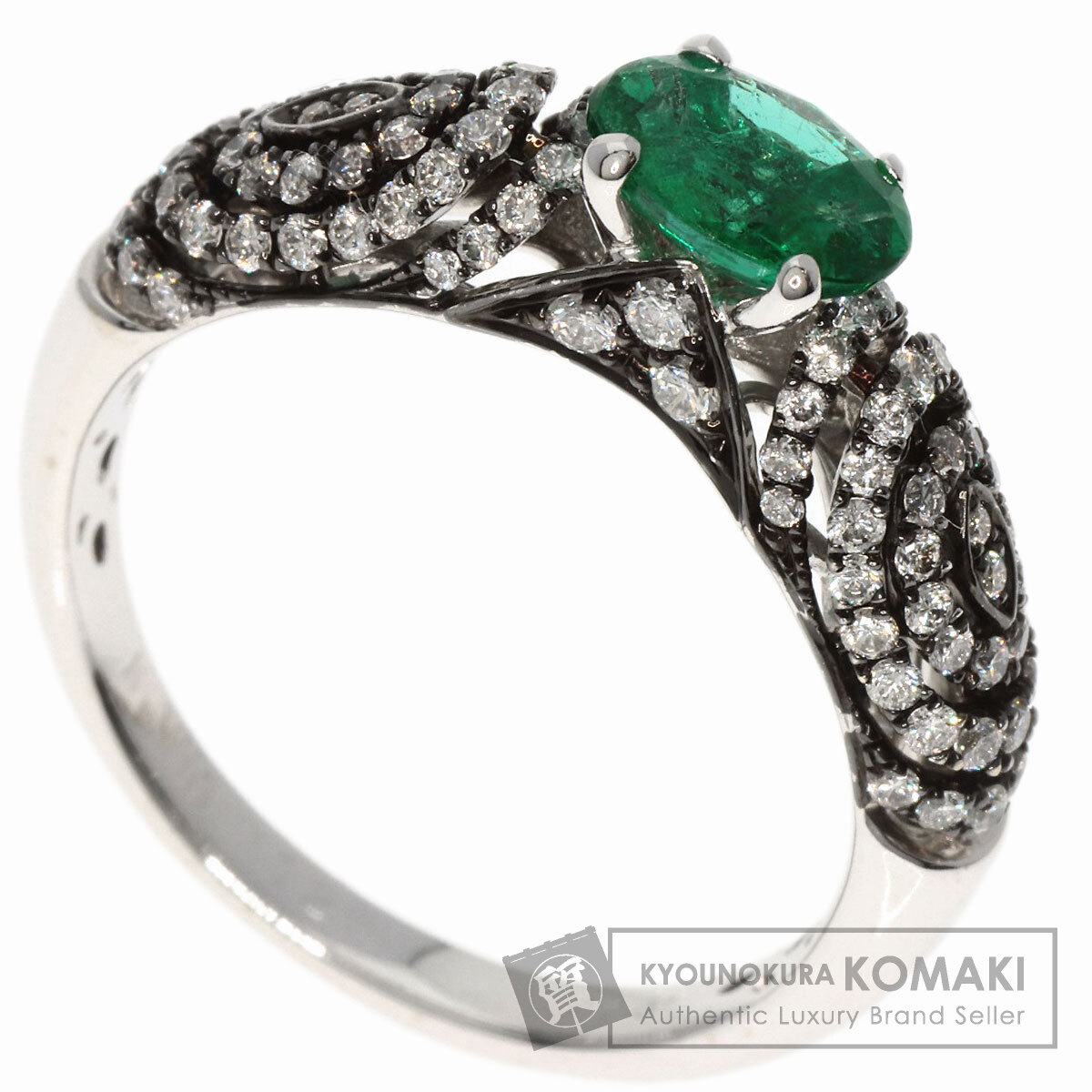 0.62ct エメラルド ダイヤモンド リング・指輪 K18ホワイトゴールド 4g レディース ブランド京の蔵小牧 ネット販売部