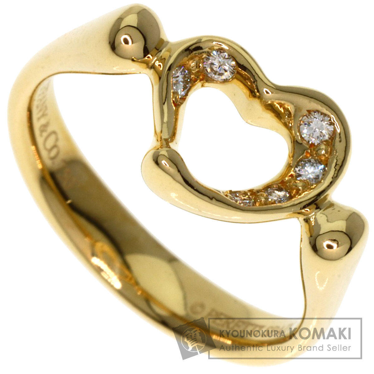 TIFFANY&Co. ティファニー オープンハート ダイヤモンド リング・指輪 K18イエローゴールド レディース [中古] ブランド京の蔵 ...