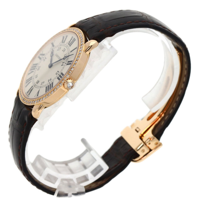 CARTIER カルティエ WR000651 ロンド ルイ カルティエ LM 36mm ダイヤモンド 腕時計 OH済 K18ピンクゴールド/革 ...