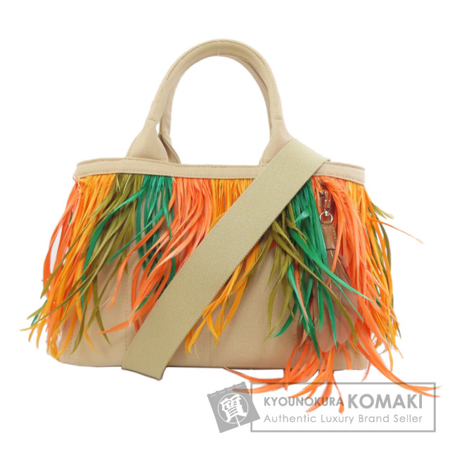 PRADA プラダ フィオッコ 2WAY ハンドバッグ キャンバス レディース