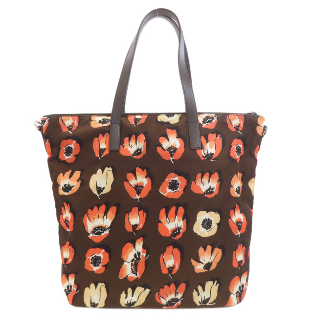 プラダ PRADA B4696F  ロゴ金具 フラワー 2WAY  トートバッグ ナイロン素材 レディース  中古 PRADA プラダ B4696F ロゴ金具 フラワー 2WAY トートバッグ ナイロン