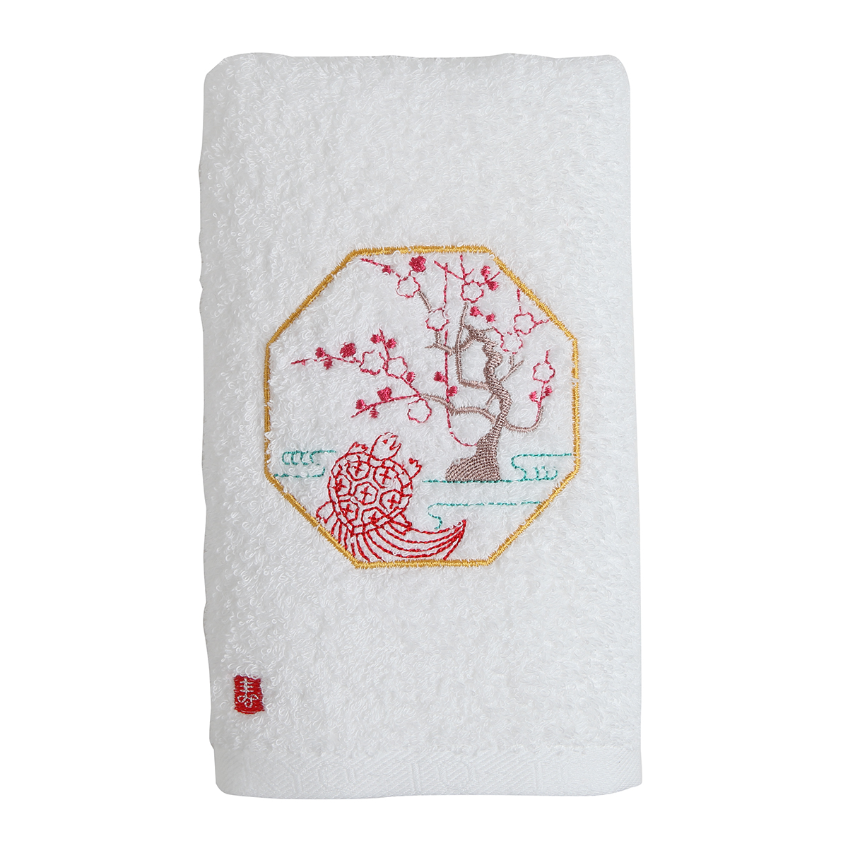 KY72-1109／フェイスタオル／亀と梅（白） 京東都