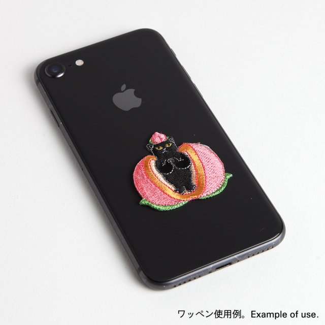 KYWS-1091／ワッペン／桃のせ桃太郎猫／【ゆうパケット可】 京東都