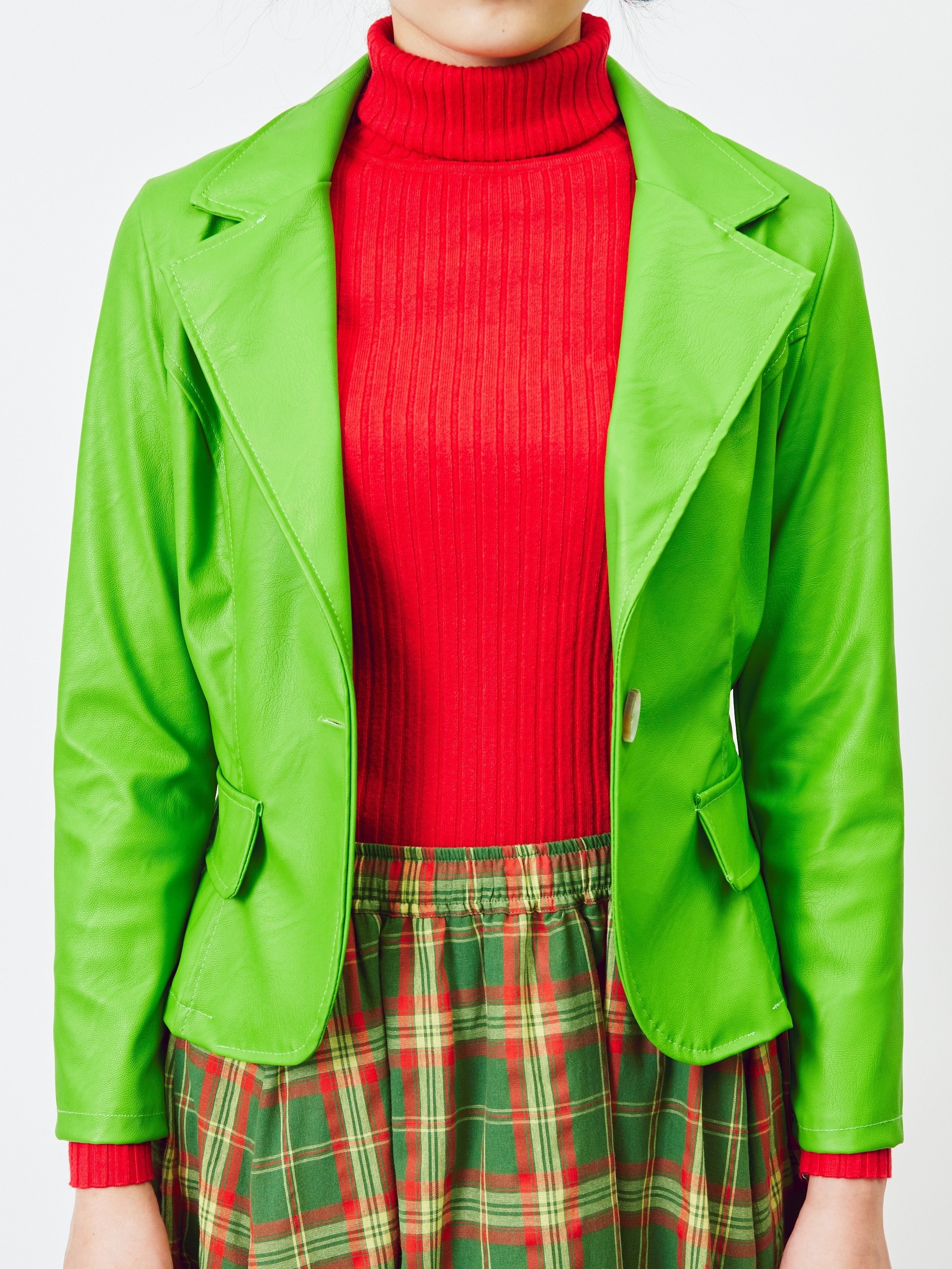 レザー風ショートテーラードジャケット laprimavera online store