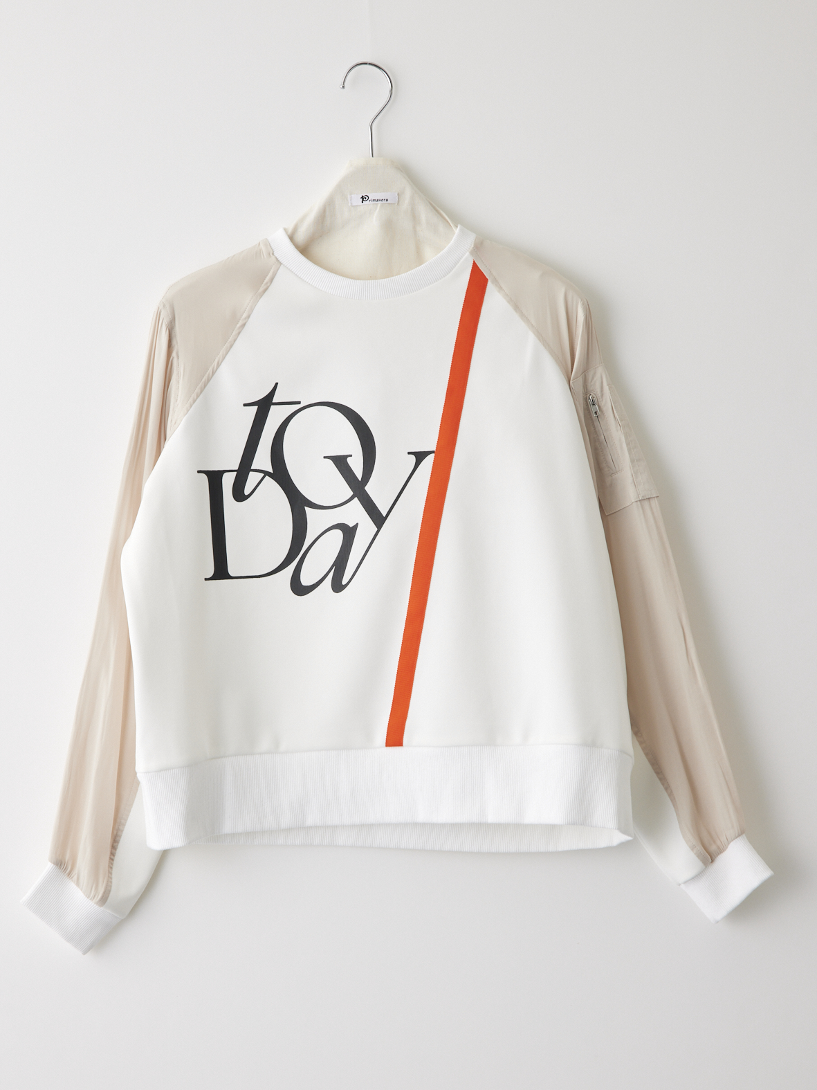 袖切り替えテープレタリングスウェット laprimavera online store