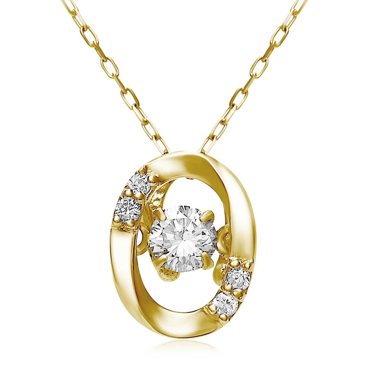 ネックレス ダイヤモンド 0.1ct ダンシング オーバル K18 ゴールド 18金 lpi51-0025-yg