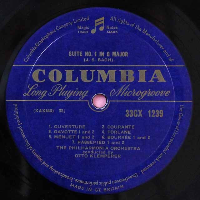 LP レコード クレンペラーのバッハ/管弦楽組曲第1～4番 英columbia 2716