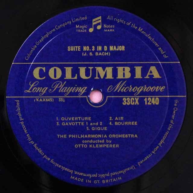 LP レコード クレンペラーのバッハ/管弦楽組曲第1～4番 英columbia 2716