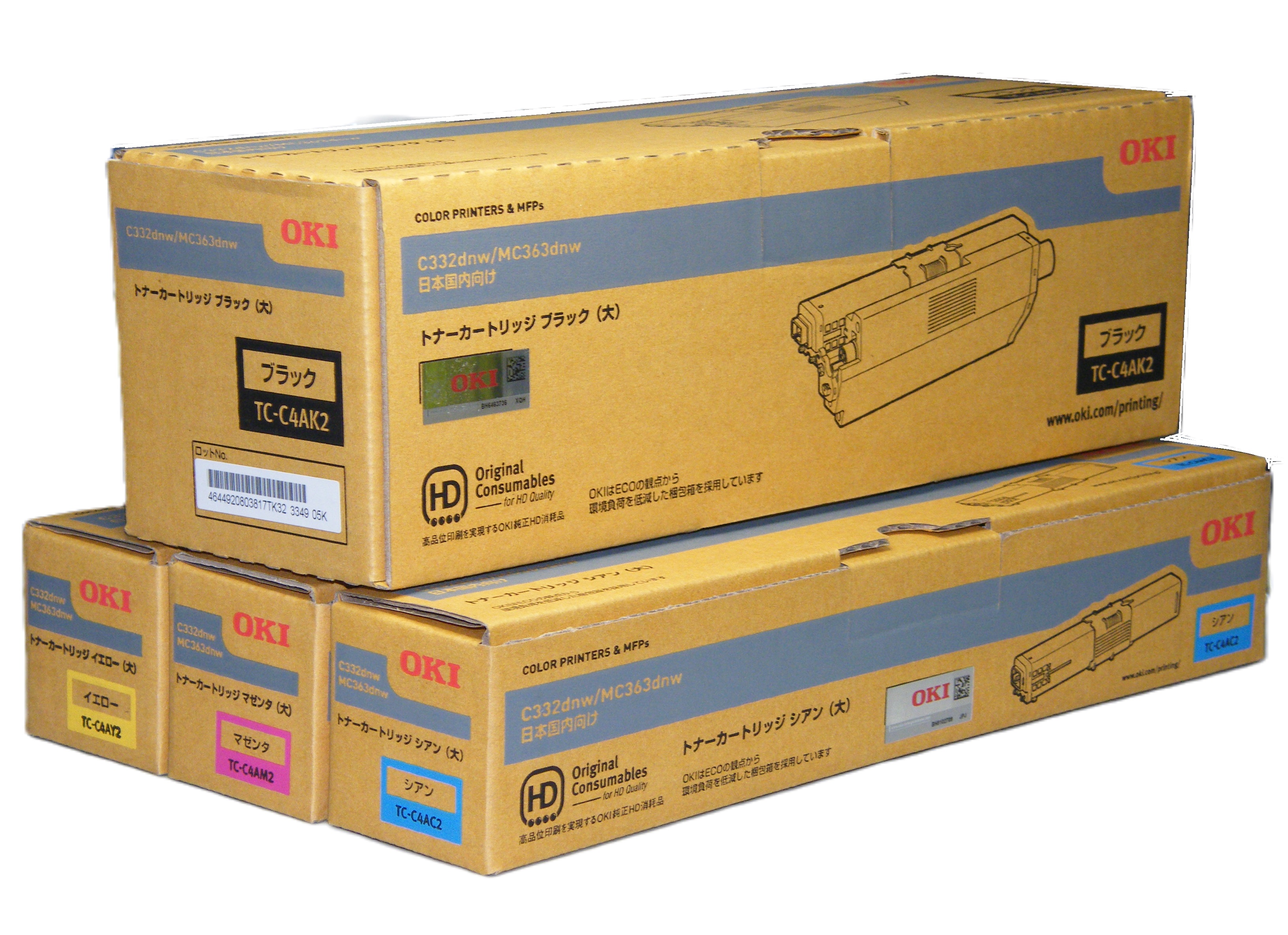 OKI トナーカートリッジ（大） TC-C4AK2/C2/M2/Y2 4色セット 純正品