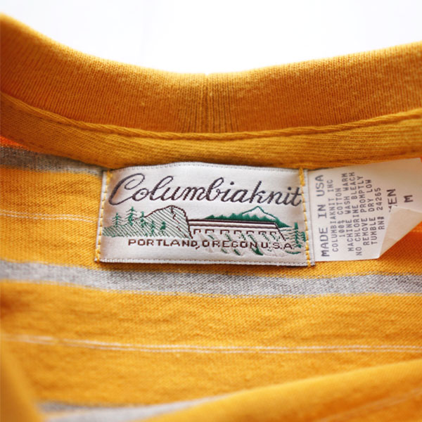 コロンビアニット Columbiaknit ボーダーストライプ Tシャツ Willamette Stripe Tee Made In USA Gold