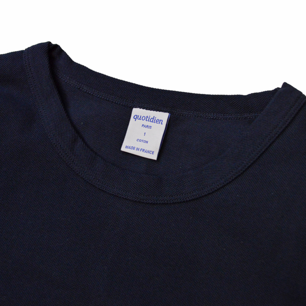 コティディアン quotidien 鹿の子ビッグ5分袖Tシャツ PIQUE BIG TEE AV15 004 NAVY