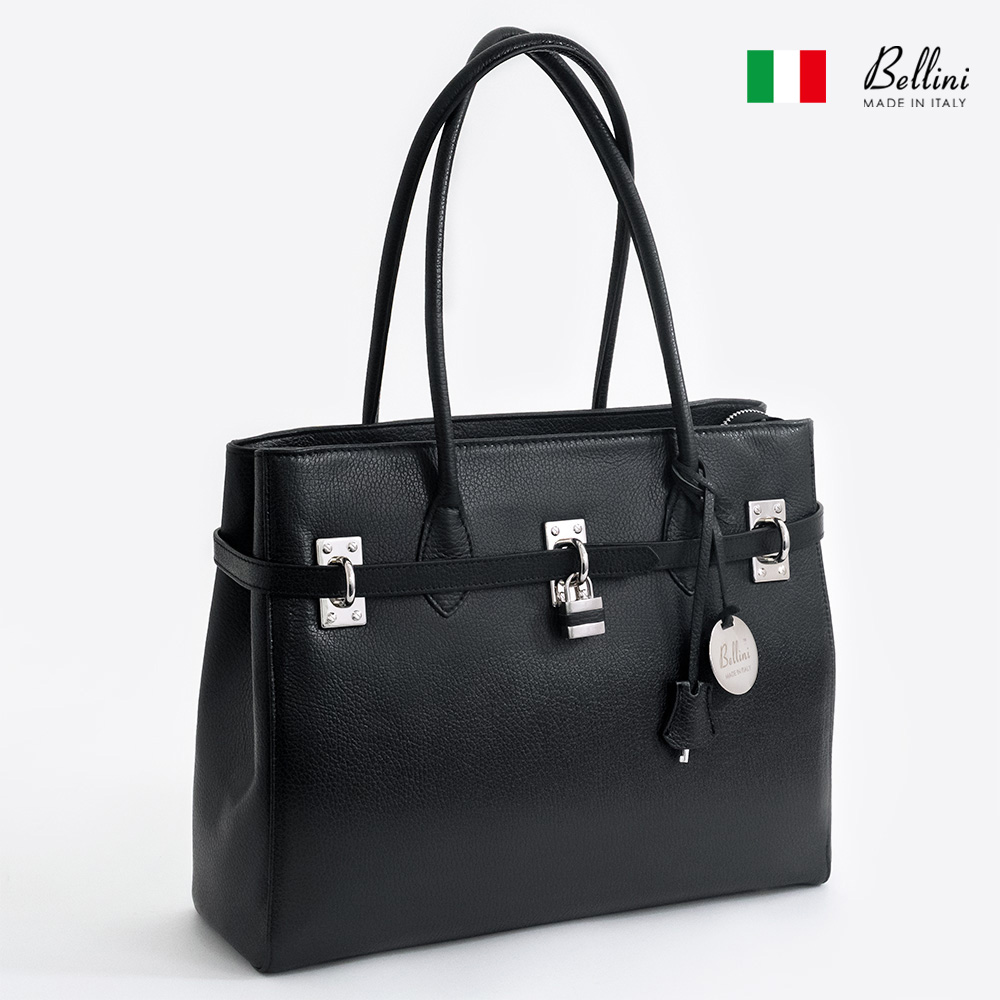 Bellini イタリア製 本革ハンドバッグ アンサノサッチェル ブラック カーフレザー 牛革 ベリーニ レディース HANDBAG ...