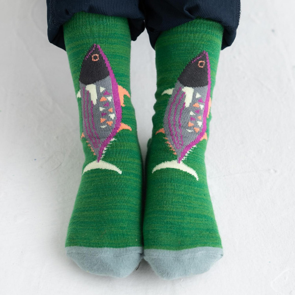 おさかなクルーソックス3P キッズ ベビー レディース 靴下 靴した 3足セット クルー丈 個性的 男の子 女の子 スタンプル stample ...