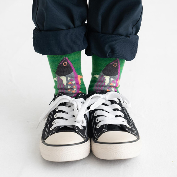 おさかなクルーソックス3P キッズ ベビー レディース 靴下 靴した 3足セット クルー丈 個性的 男の子 女の子 スタンプル stample ...