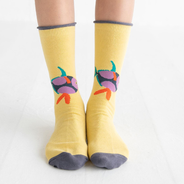 おさかなクルーソックス3P キッズ ベビー レディース 靴下 靴した 3足セット クルー丈 個性的 男の子 女の子 スタンプル stample ...