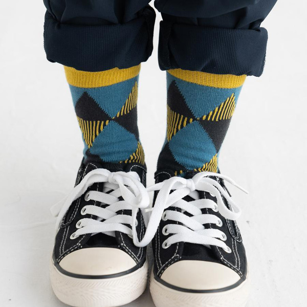 ダイヤパターンクルーソックス キッズ レディース 子供 子ども 靴下 くつした シンプル ダイヤ 女の子 男の子 スタンプル stample ...