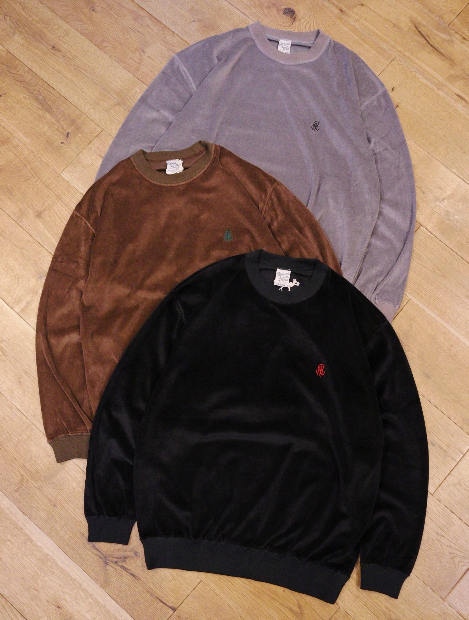 CALEE 「VELOUR DROP SHOULDER L/S CS 」 ベロア ドロップショルダーロンティー