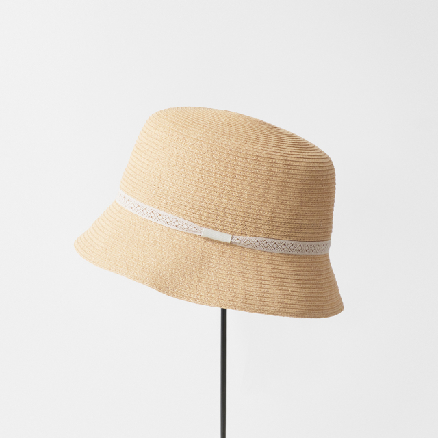 raffia braid bucket hat lace ribbon