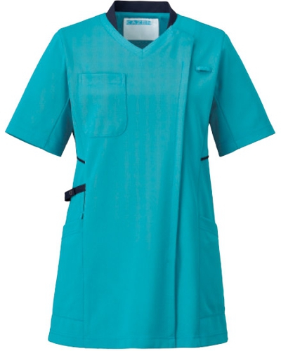 [カゼン] KAZEN 【かつてない動きやすさのジャケット / 工業洗濯対応】 レディース スクラブ ジャケット 986-46 （バーガンディ×ネイビー） メディカルウェアジャパン