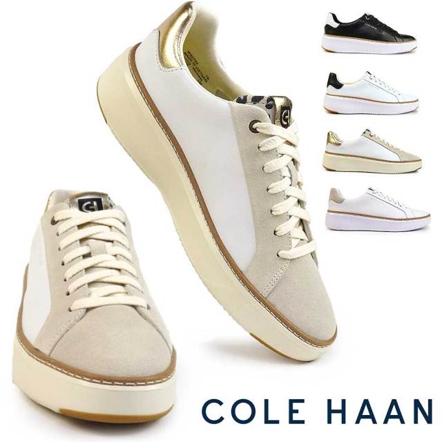 コールハーン レディース レザー グランドプロ トップスピン スニーカー テニス カジュアルシューズ 軽量 厚底 本革 COLE HAAN ...