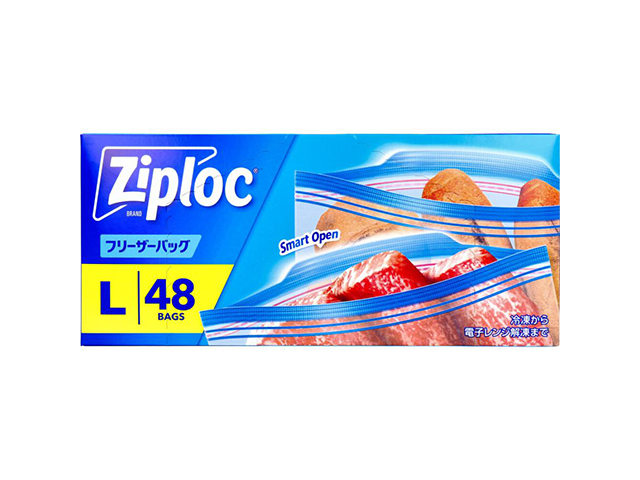 送料無料 ジップロック ziploc 旭化成ホームプロダクツ フリーザーバッグ ダブルジッパー 冷凍解凍用 Lサイズ 48枚入り X3箱