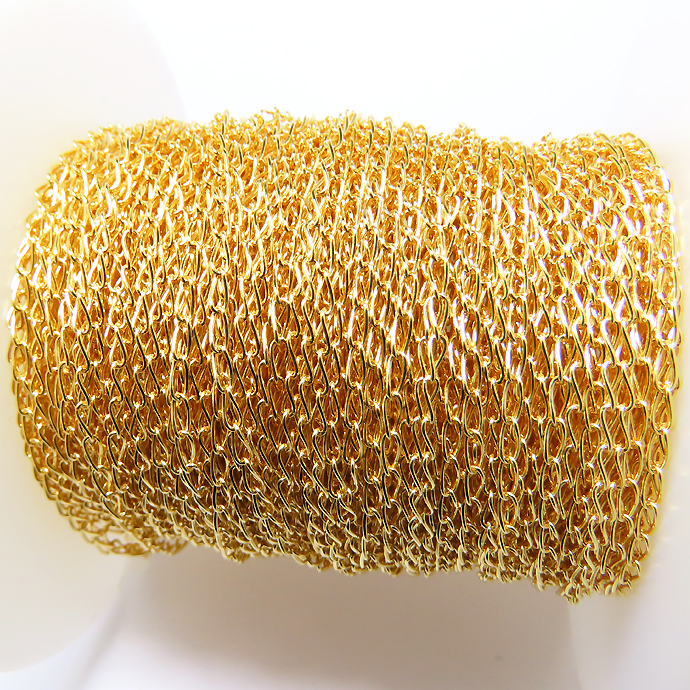14kgfチェーン 喜平 3.7mm×2mm 10メートル「ゴールドフィルド」1本