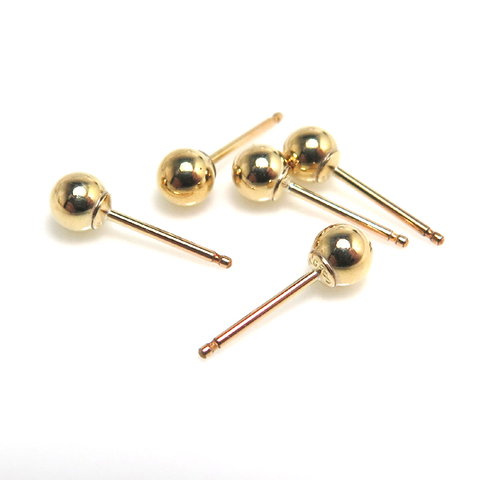 14kgfパーツ 丸玉ピアス ボール【4mm】ゴールドフィルド（1ペア）