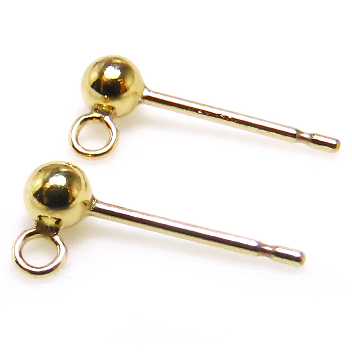 14kgf ピアス 丸玉カン付【3mm】（クローズ）ゴールドフィルド 4ペア