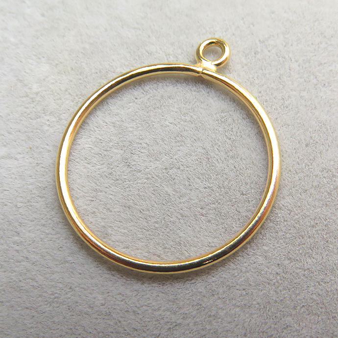 リングパーツ（指輪）3mmカン付（オープン）（サイズ目安：9号）「14kgf（ゴールドフィルド）」（5個）