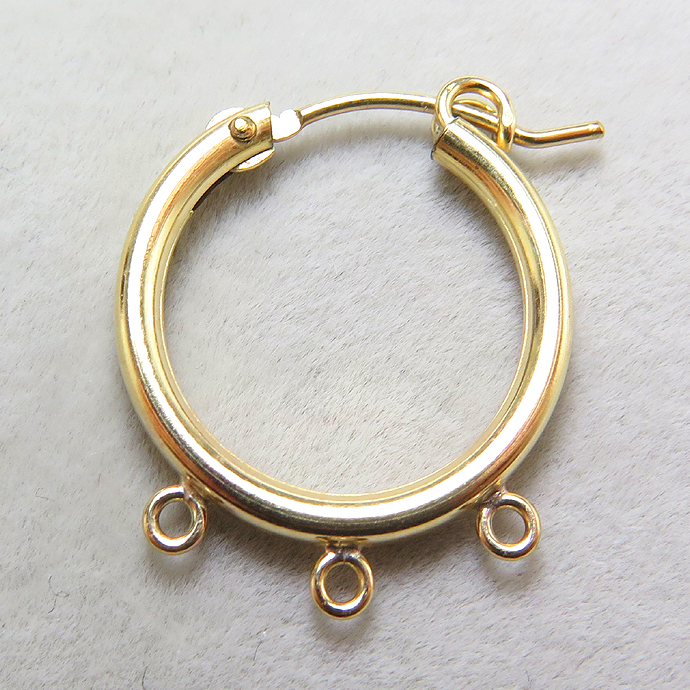 3リングフープピアス（チューブ）18mm「14kgf（ゴールドフィルド）」（1個）