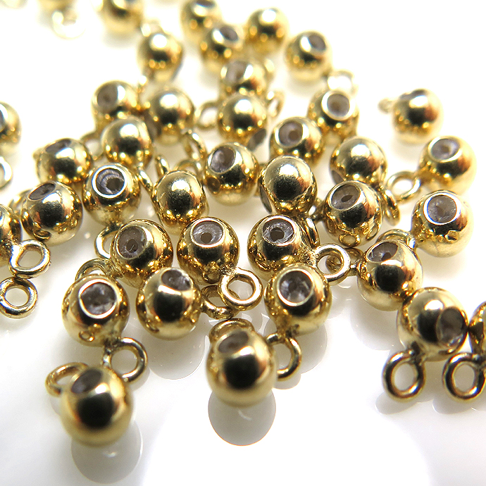 14kgfパーツ スマートビーズ/カン付き シリコン入 4mm（穴3.0mm）スムース/シームレス ゴールドフィルド（10個）
