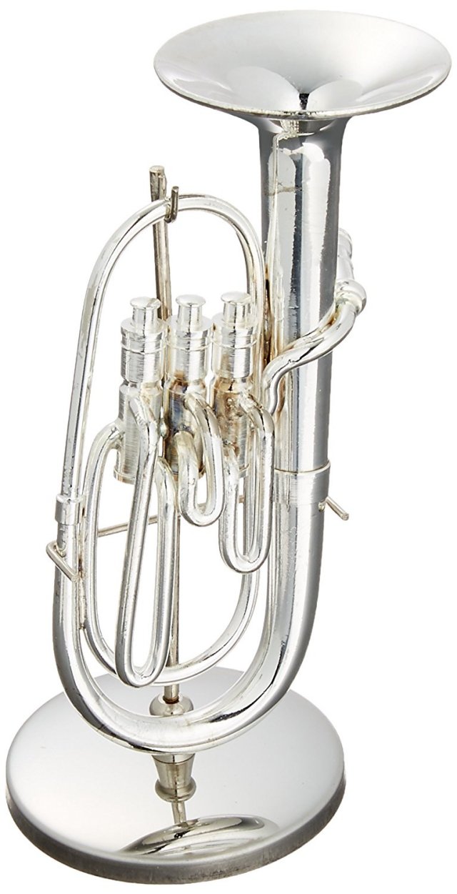 ミニチュア楽器（フィギュア）バリトン カラーシルバー 金属製 1/6（10cm）
