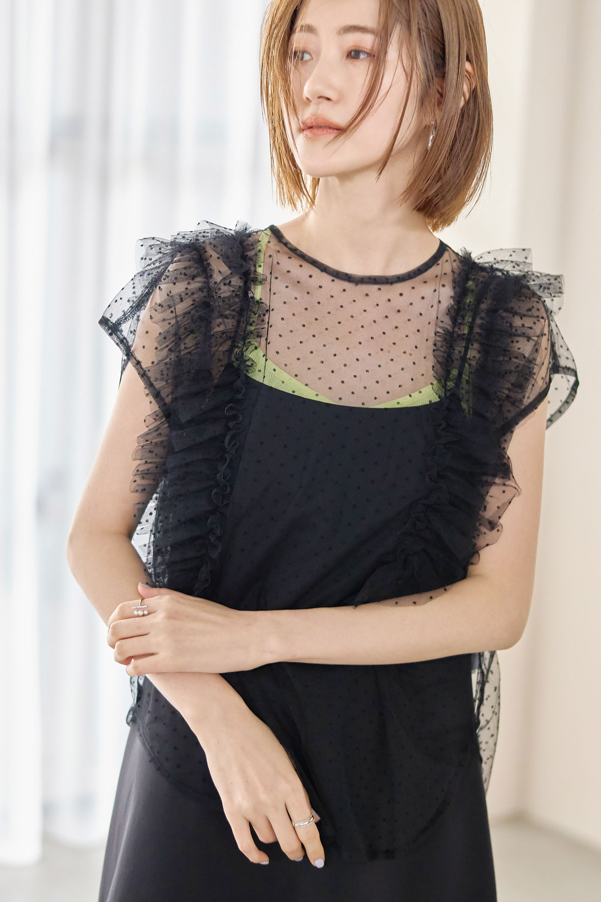 ドットチュールシアーブラウス