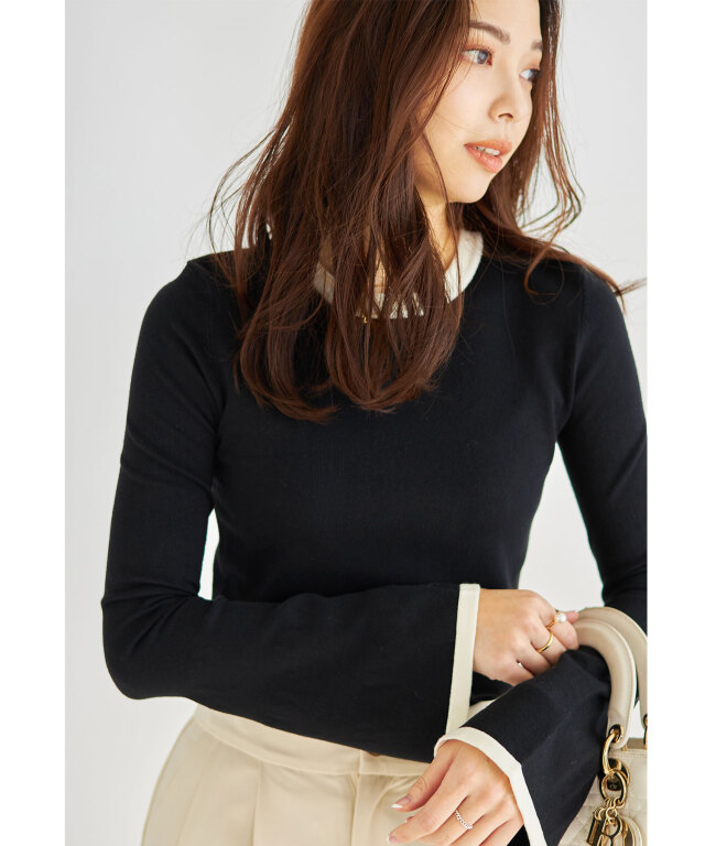 ベルスリーブニットプルオーバー