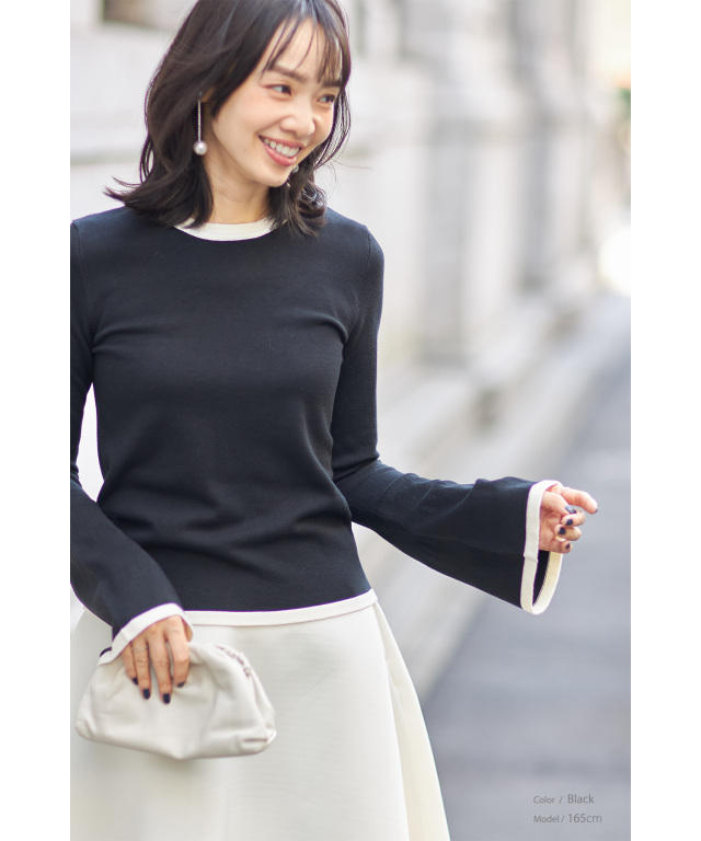 ベルスリーブニットプルオーバー