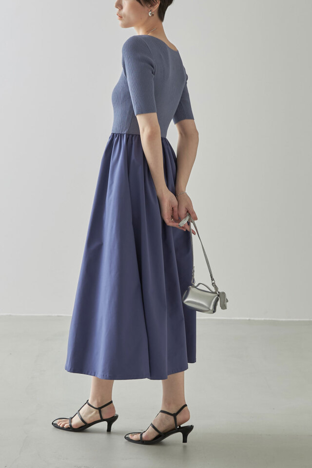 前後2WAYシャリニットドッキングワンピース