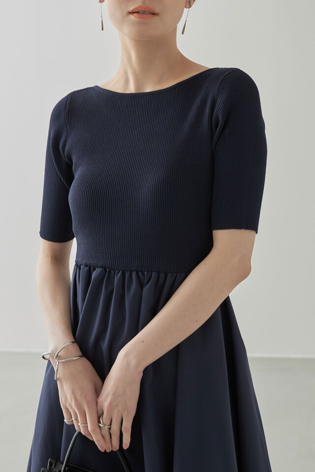 前後2WAYシャリニットドッキングワンピース