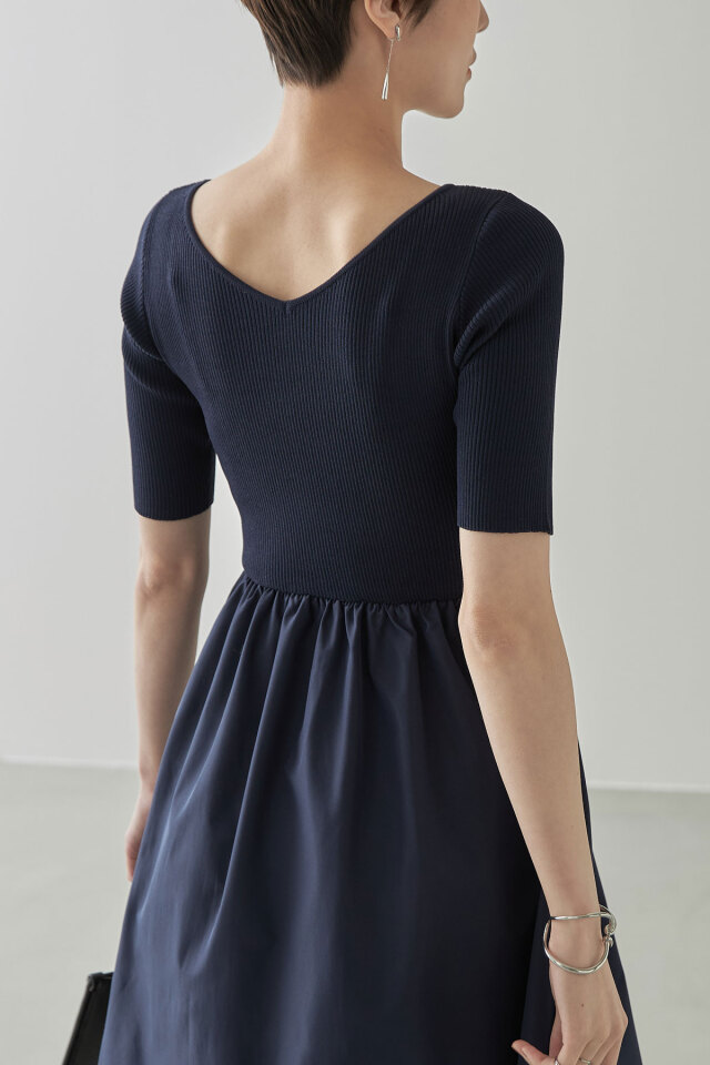 前後2WAYシャリニットドッキングワンピース