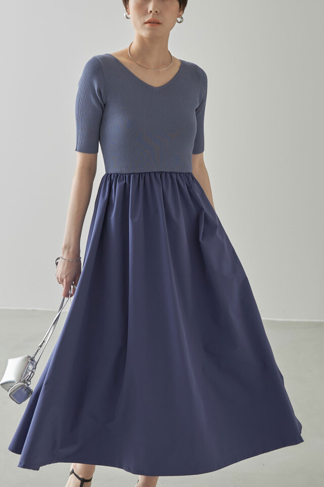 前後2WAYシャリニットドッキングワンピース