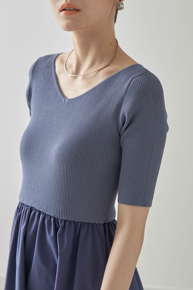 前後2WAYシャリニットドッキングワンピース