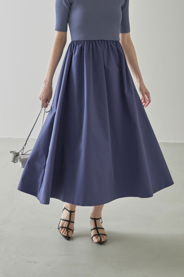 前後2WAYシャリニットドッキングワンピース