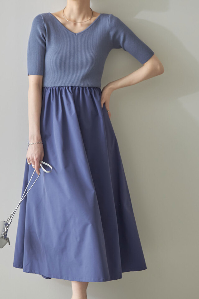 前後2WAYシャリニットドッキングワンピース