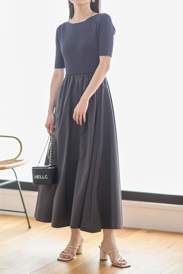 前後2WAYシャリニットドッキングワンピース