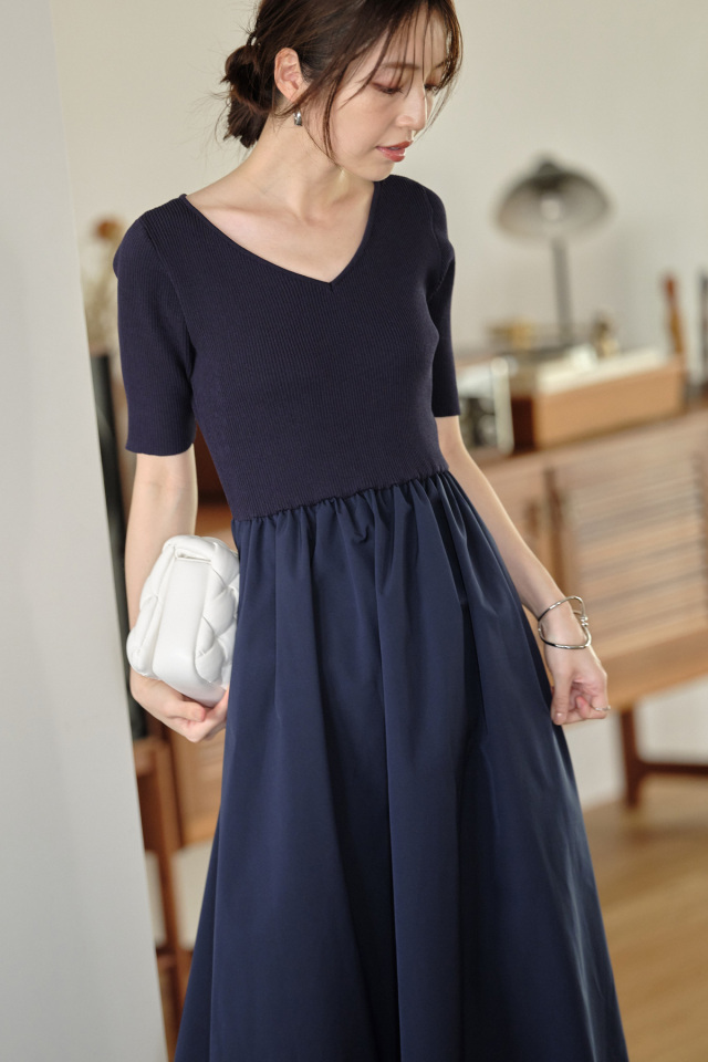 前後2WAYシャリニットドッキングワンピース