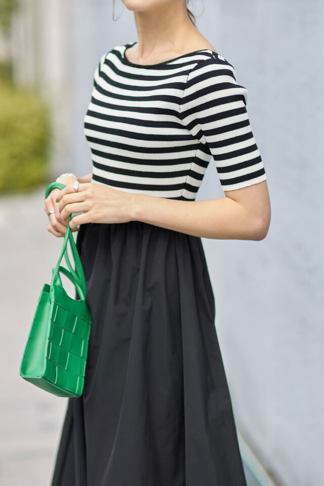 前後2WAYシャリニットドッキングワンピース